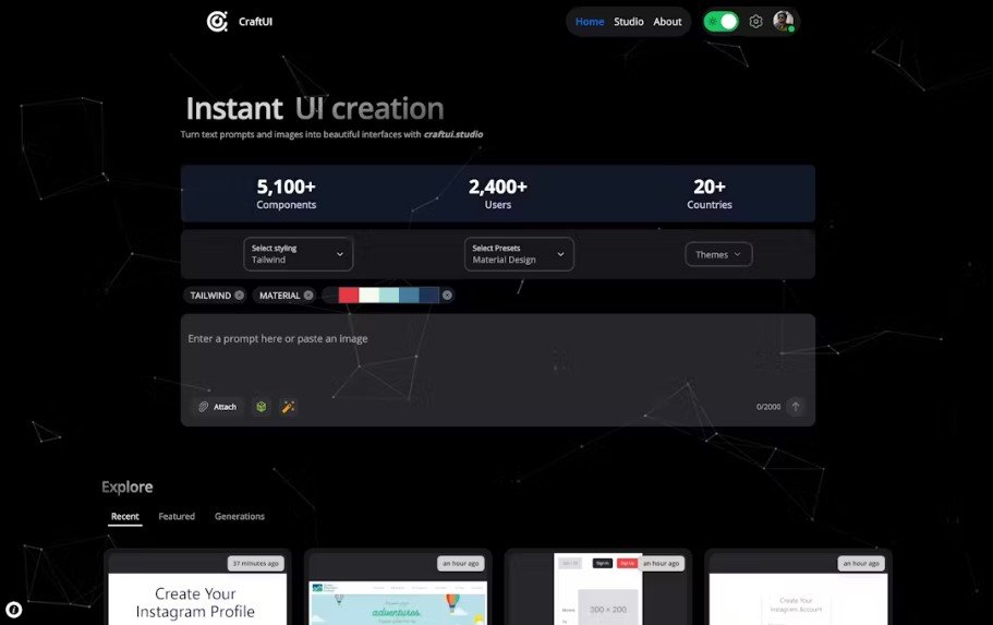 CraftUI - Instantly craft stunning UI components from prompts | Steemhunt